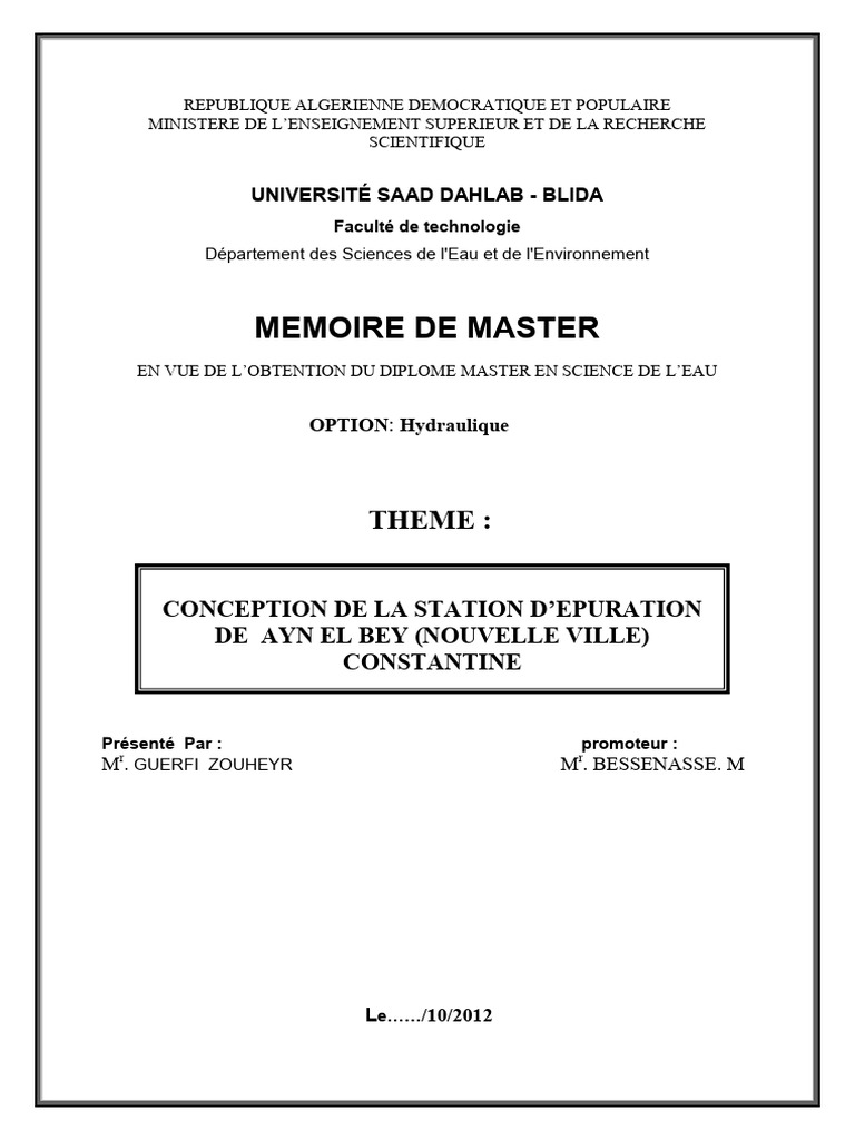 Memoire de Master: Theme | PDF