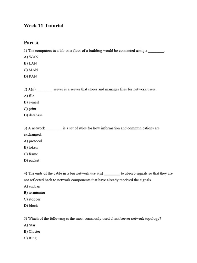 Week 11 Tutorial Questions | PDF