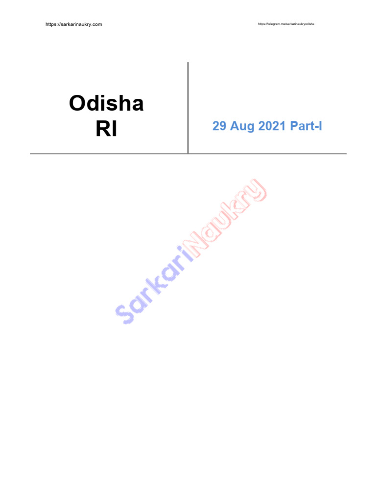 Odisha RI Question Paper 2021 With Solution | PDF