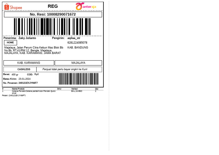 Label Pengiriman 109 | PDF