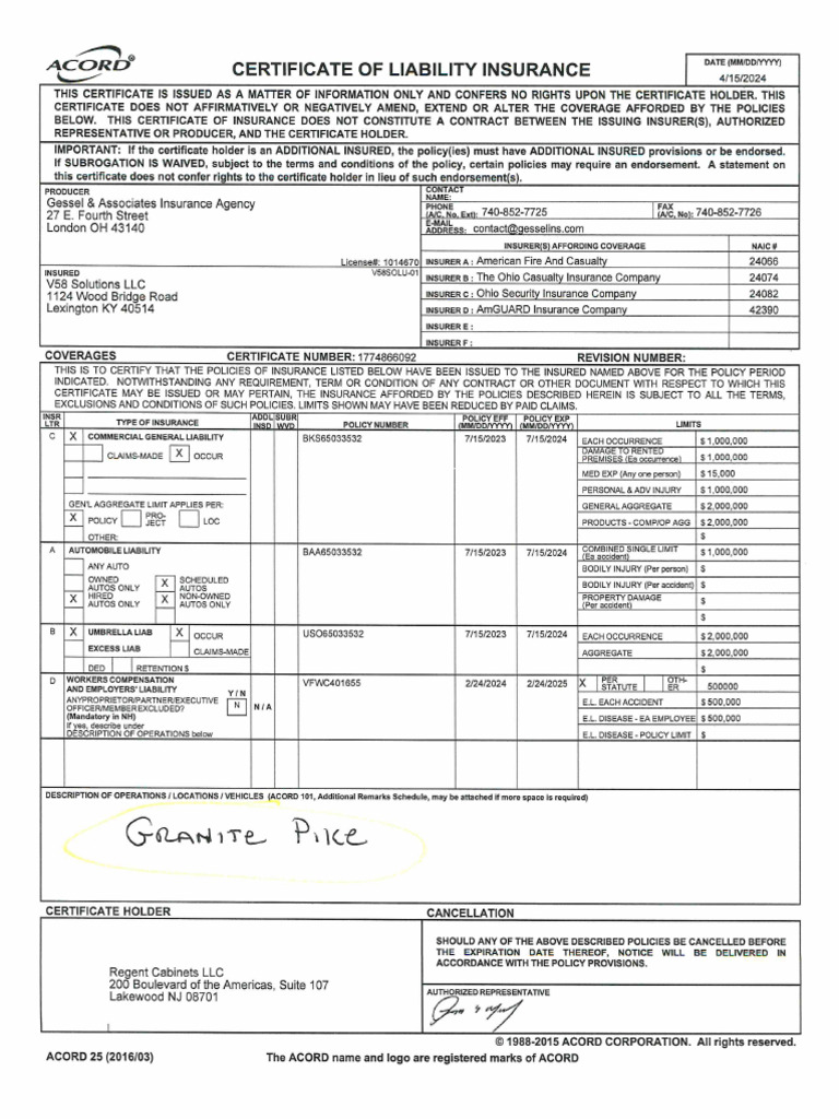 V58 Sample Project COI | PDF
