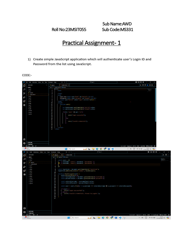 23msit055 Practical-1 | PDF | Angular Js | Java Script