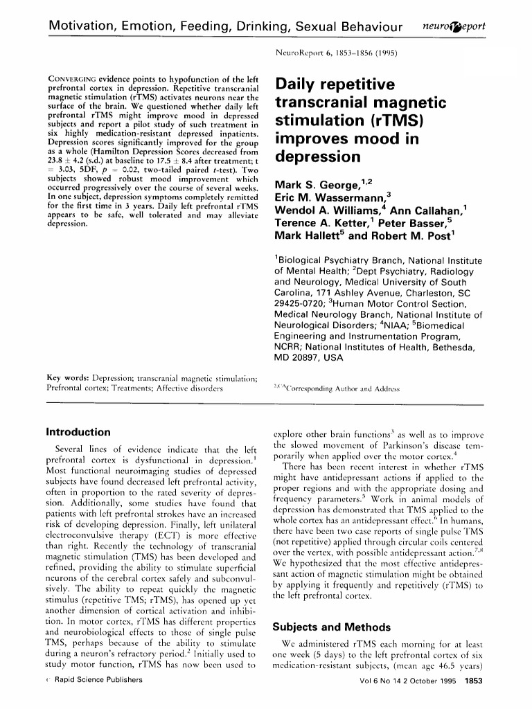 Daily Repetitive Transcranial Magnetic Stimulation.8 | PDF