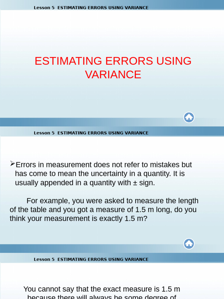 Lesson5 Estimating Errors Using Variance | PDF