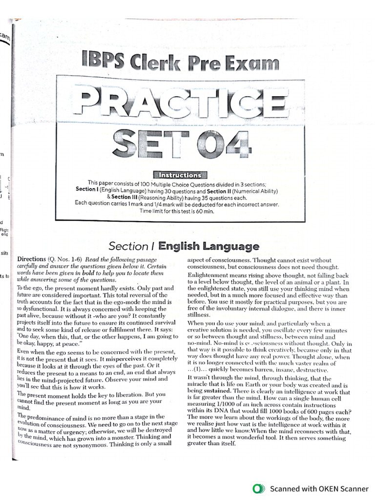 Ibps Clerk Practice Set 4 | PDF