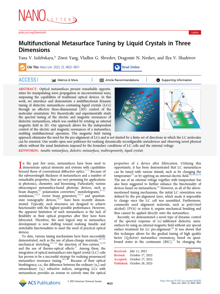 A15y - Multifunctional Metasurface Tuning by Liquid Crystals in ...