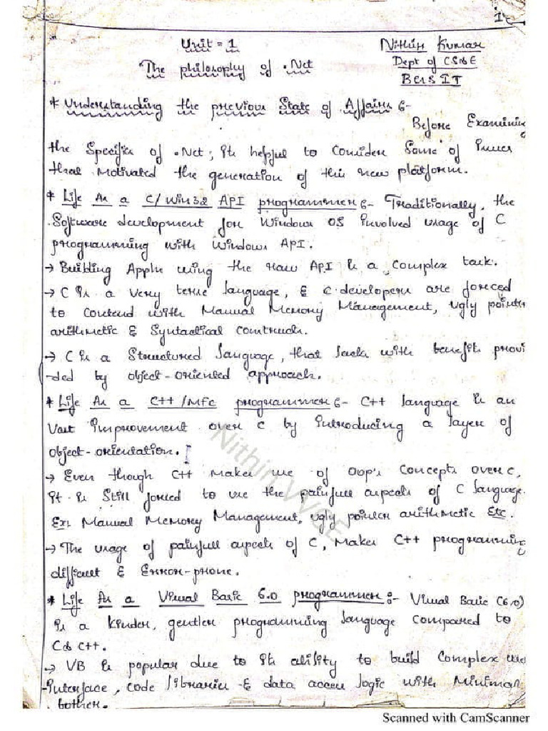 VTU C-Sharp & .Net Programming Notes by Nithin, VVCE, Mysuru - 20240704 ...