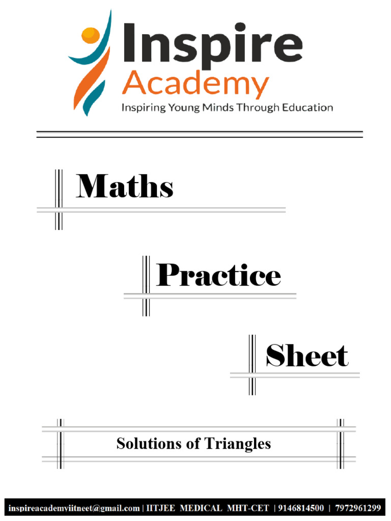 Solutions of Triangles Practice Sheet-03-Oct-2022 | PDF | Triangle | Teaching Methods & Materials