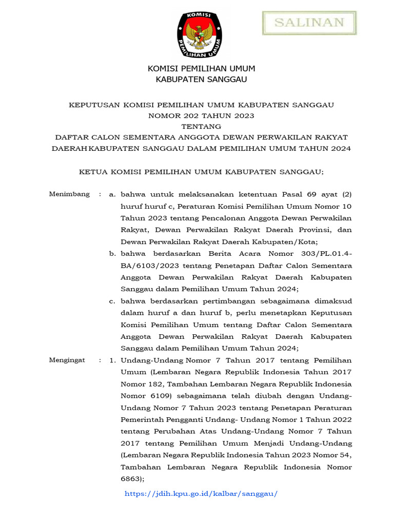 Salinan SK Penetapan Dcss (Hukum) Upload | PDF