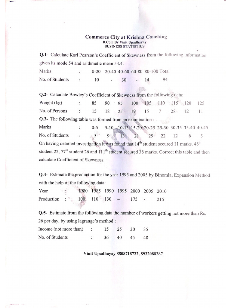 Statistics Paper - 3 | PDF