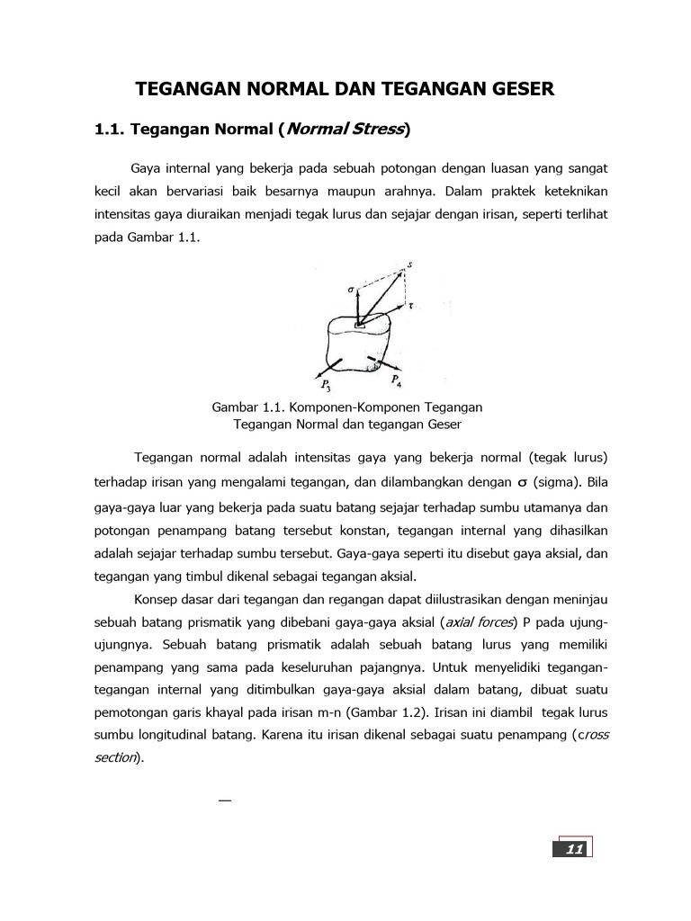 3-4. Tegangan Normal Dan Tegangan Geser | PDF