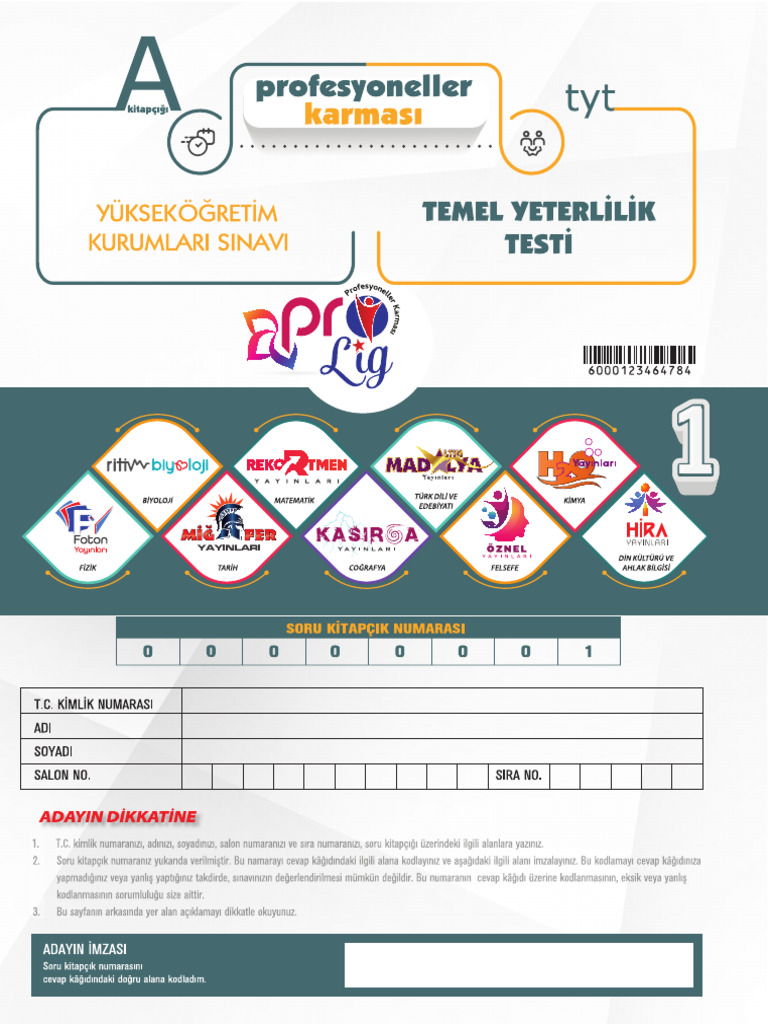 @tgdenemeleriv2 2025 Profesyoneller Karmasi Tyt 1 | PDF