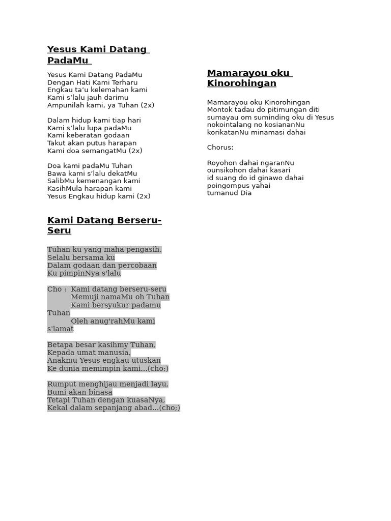 Yesus Kami Datang PadaMu | PDF