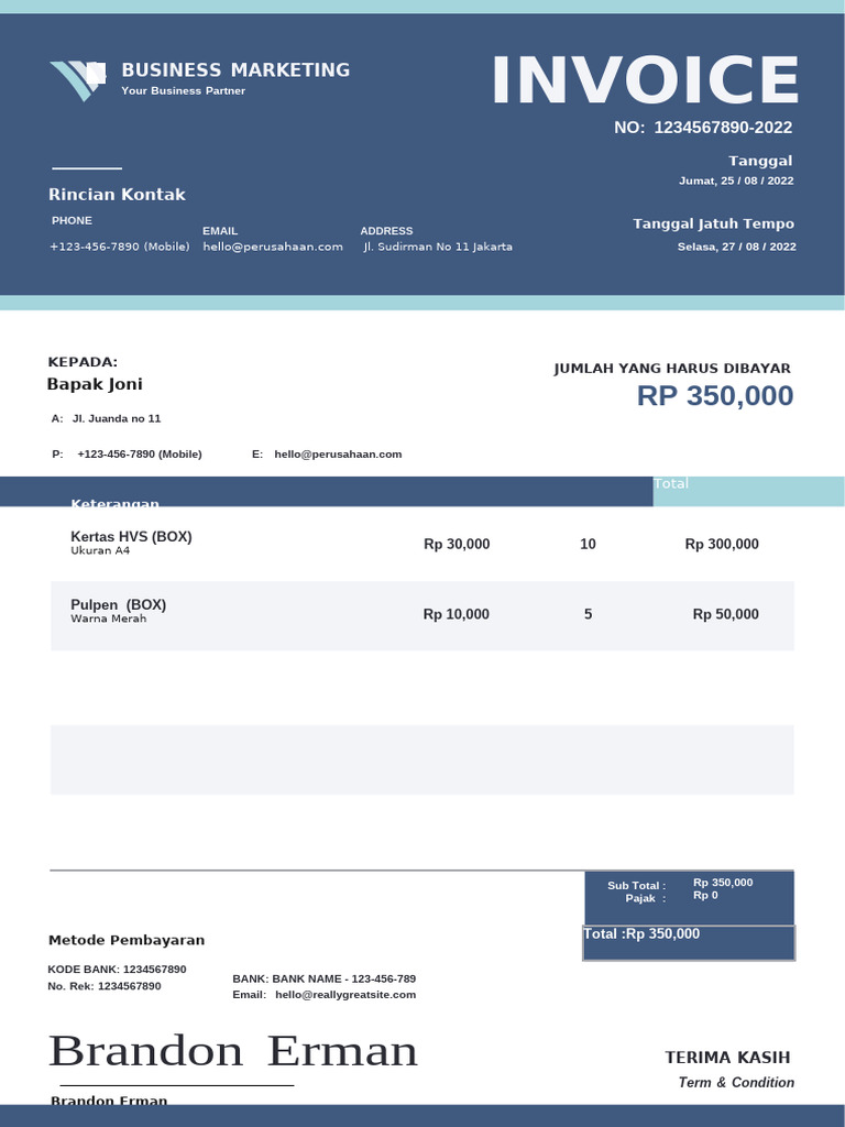 Format Template Contoh Invoice PDF | PDF