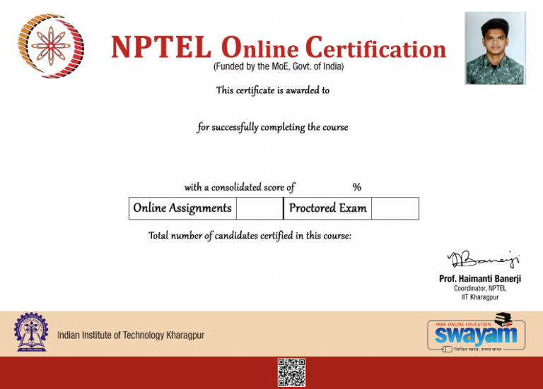 NPTEL Certificate Format | PDF
