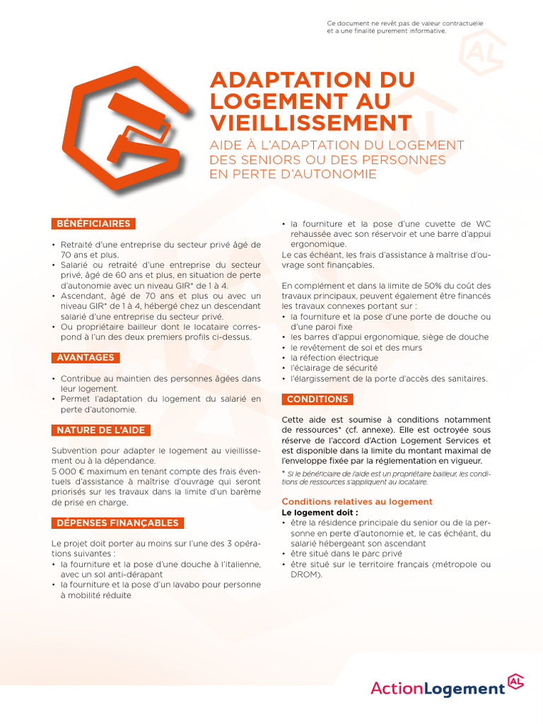 Fiche Adaptation Logement Vieillissement 20092019 | PDF