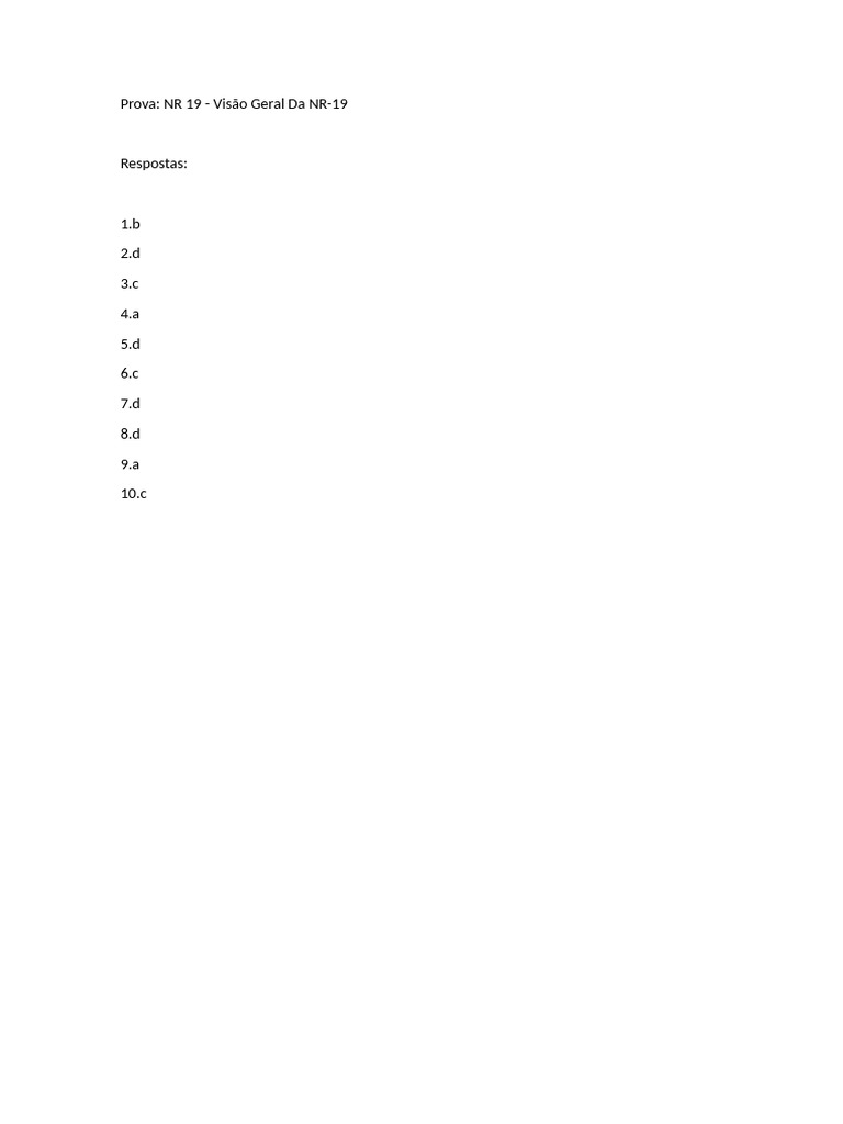 NR19 - Gabarito - Visão Geral Da NR-19 | PDF