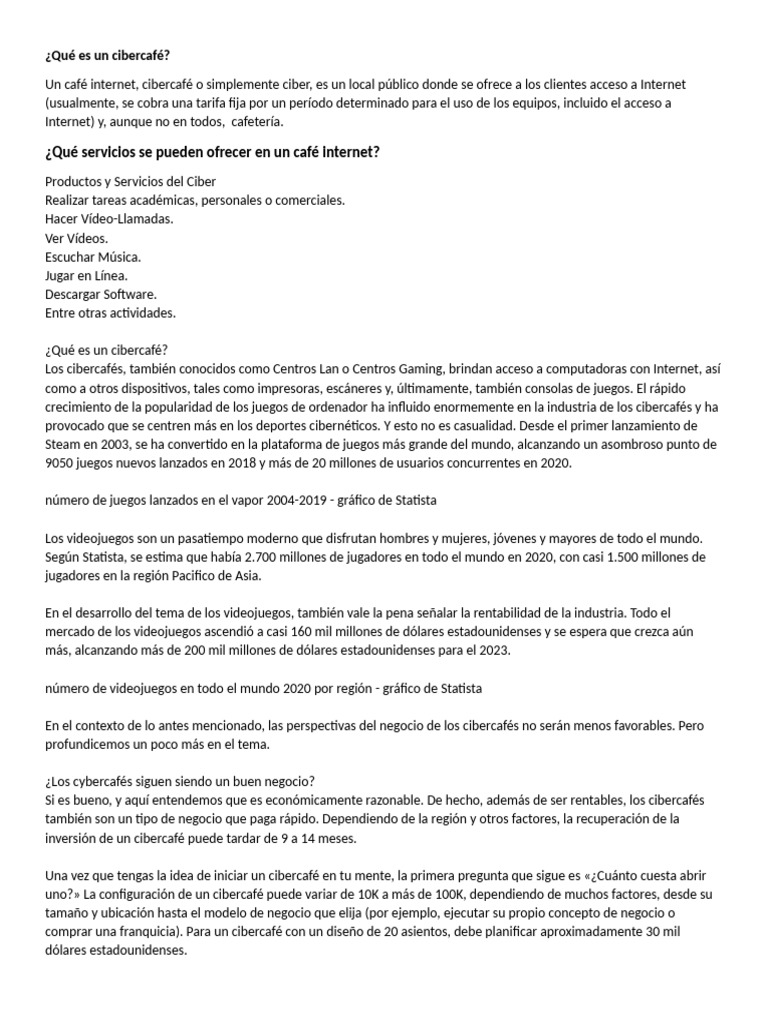 Guía para abrir un cibercafé exitoso | PDF | Plan de negocios | Negocios