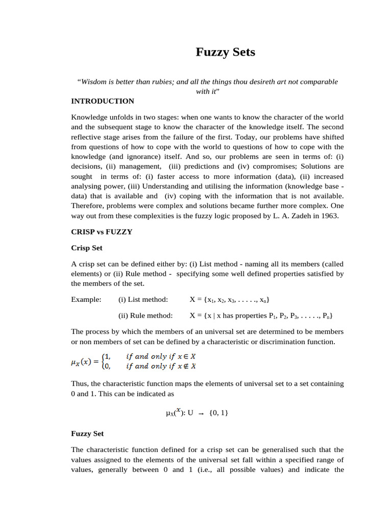 Fuzzy Sets | PDF