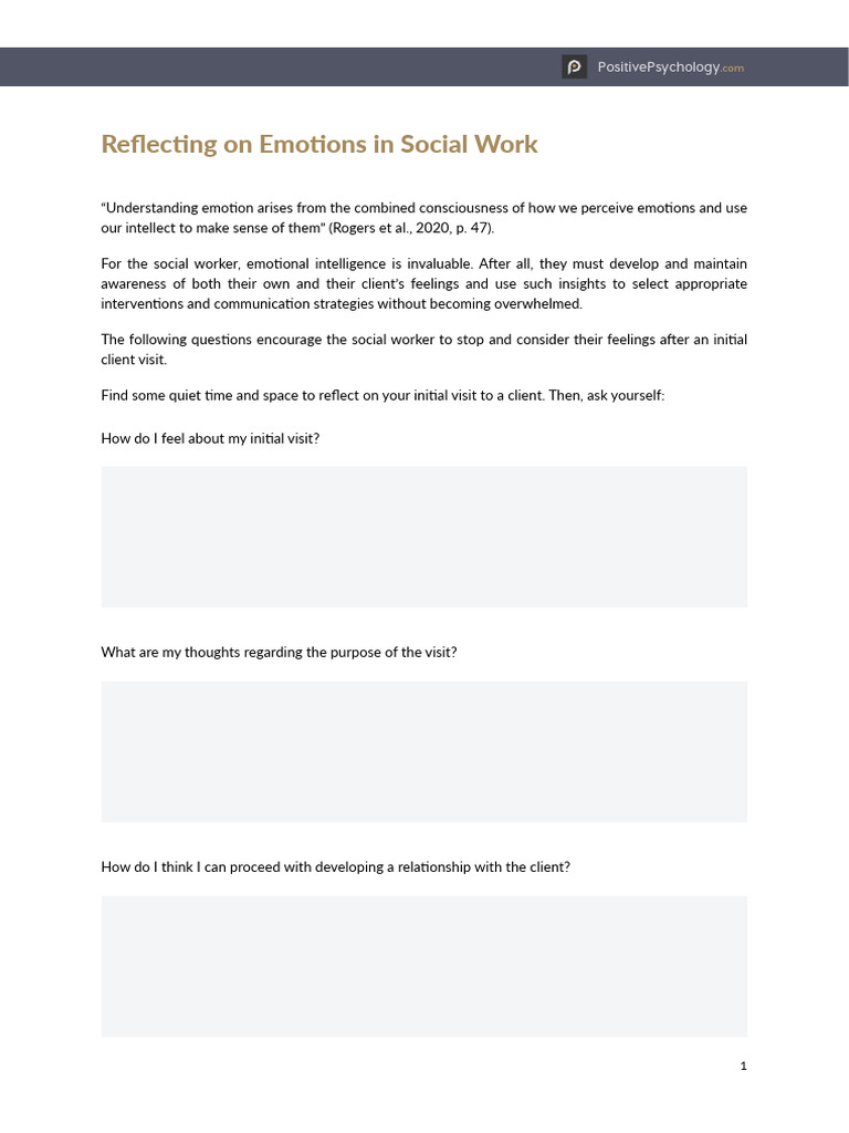 Reflecting On Emotions in Social Work | PDF