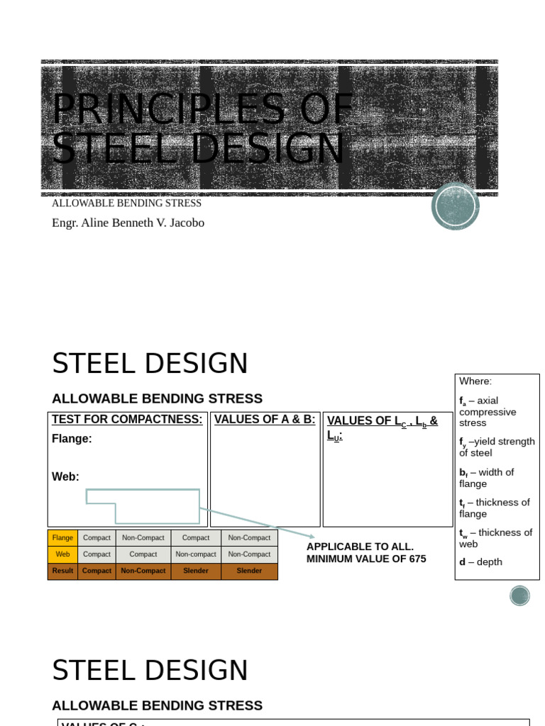 Principles of Steel Design Allowable Bending Stress | PDF