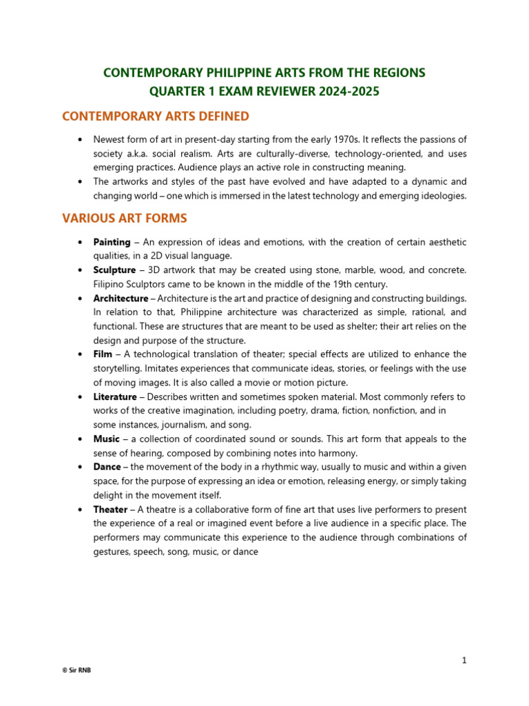 Cpar Reviewer 2024 2025 - 012919 | PDF | The Arts | Color