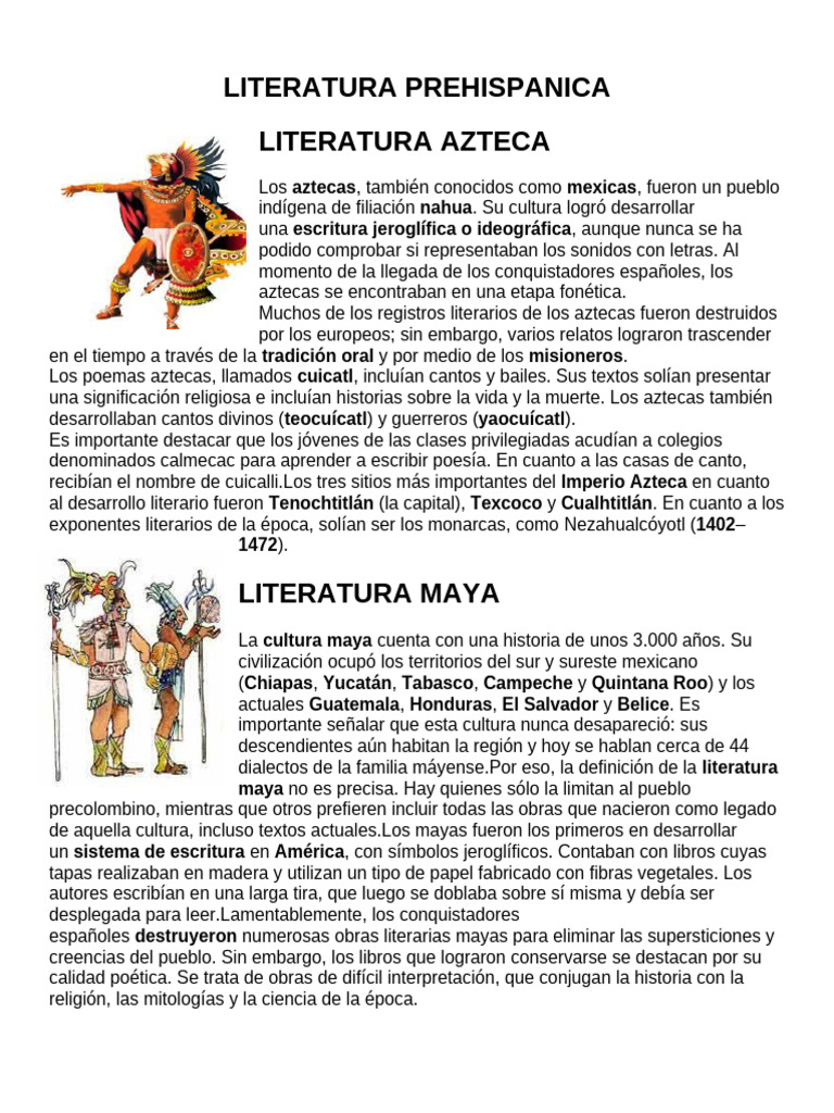 Literatura Prehispanica | PDF