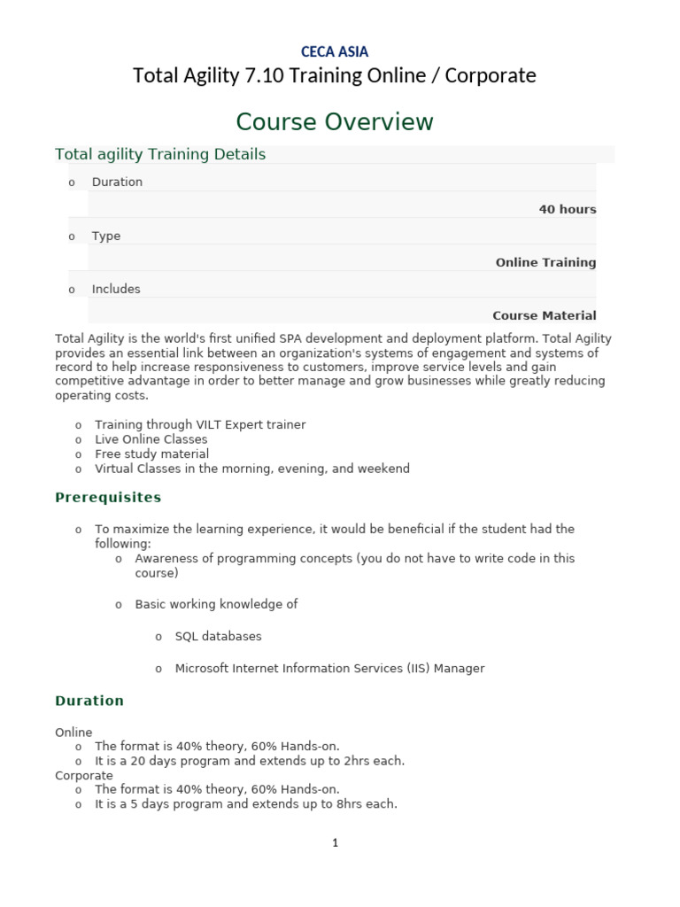 Totalagility Training | PDF