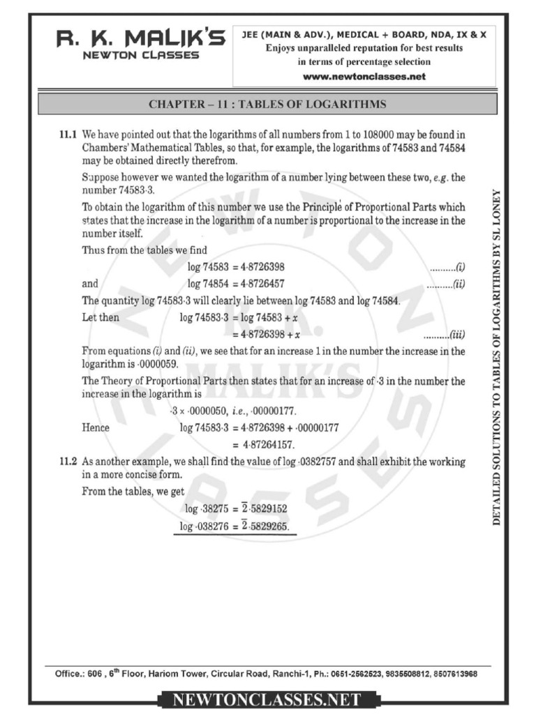 Tables of Logarithms | PDF