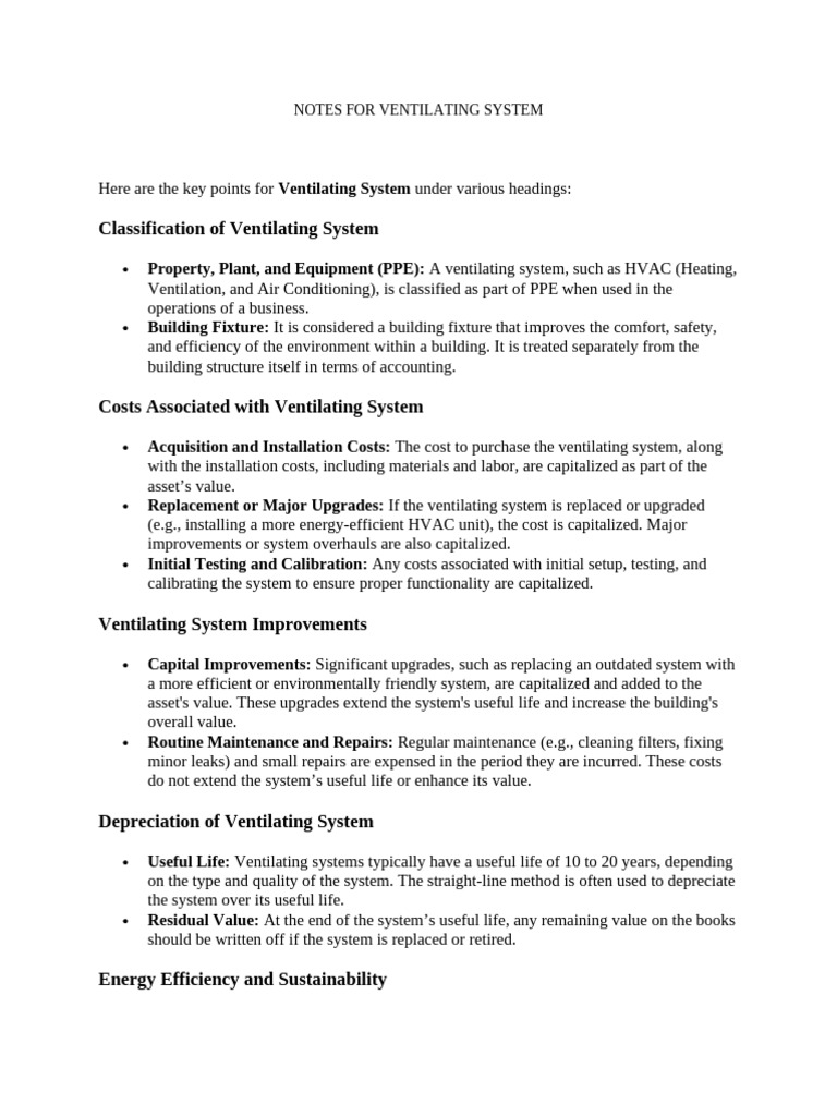 Notes For Ventilating System | PDF