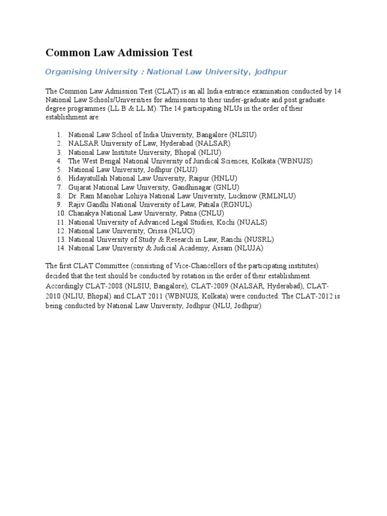 Common Law Admission Test | PDF | University And College Admission ...