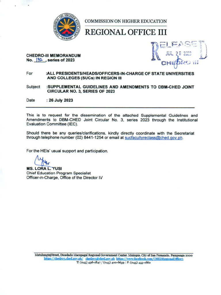Chedro III Memorandum No. 132 Series of 2023 | PDF