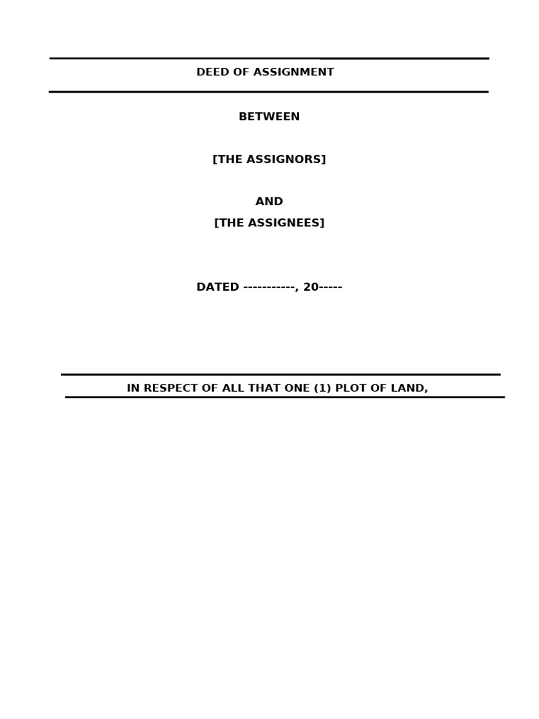 Lagos Land Deed of Assignment Document | PDF | Assignment (Law ...