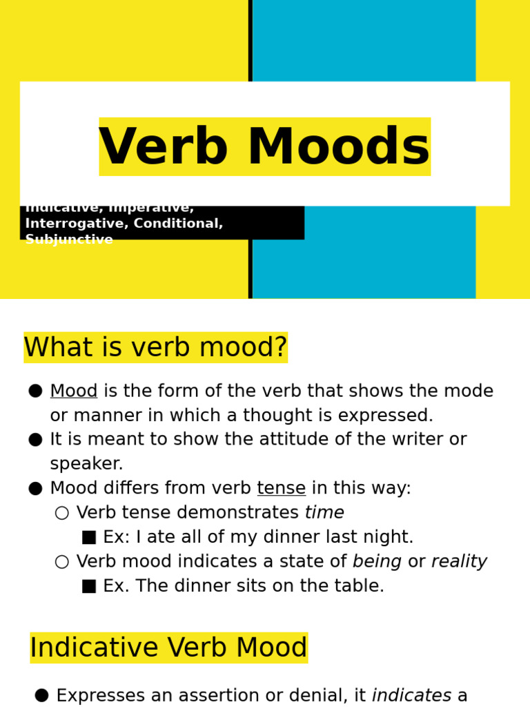 Verb Moods: Indicative, Imperative, Interrogative, Conditional ...