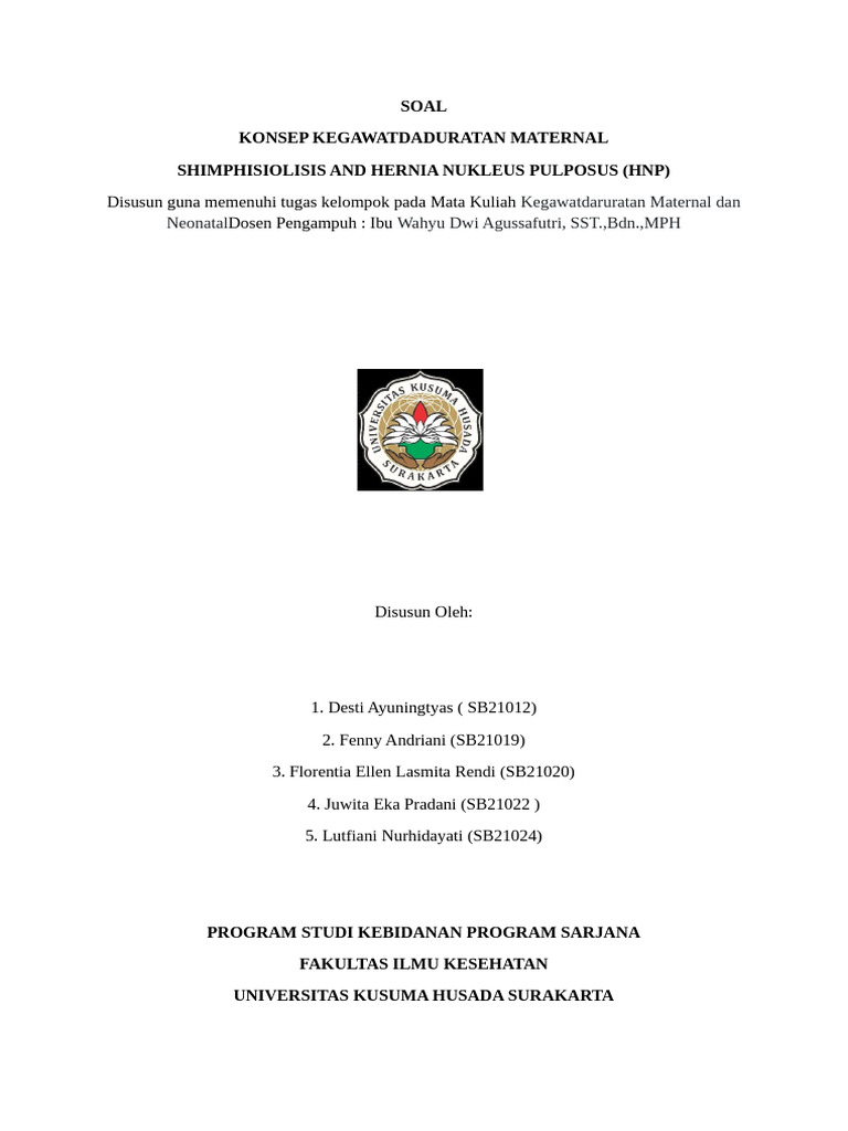 Soal Simphisiolisis Dan HNP | PDF