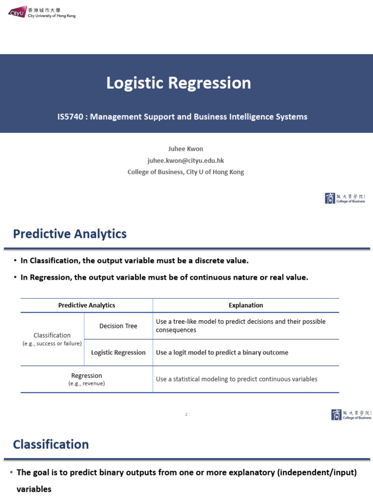 IS5740 W05 Logistic Regression | PDF