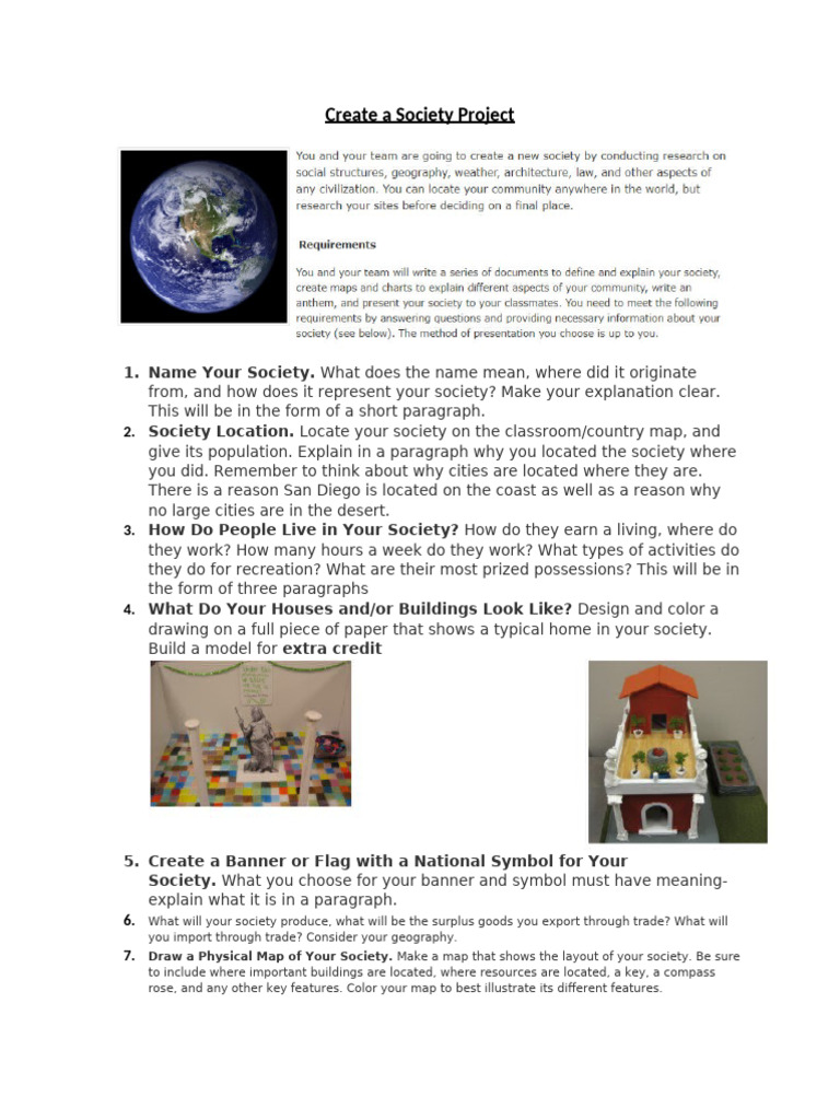 Create A Society Project | PDF