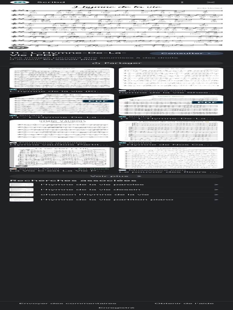Hymne de La Vie Partition PSF - Recherche Google | PDF