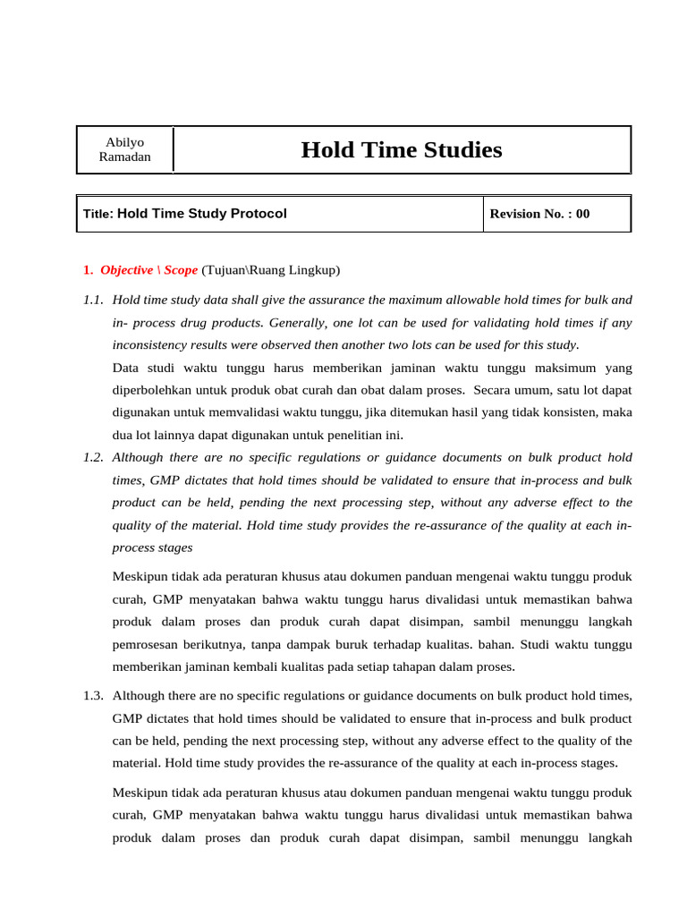 Bulk Hold Time Study | PDF