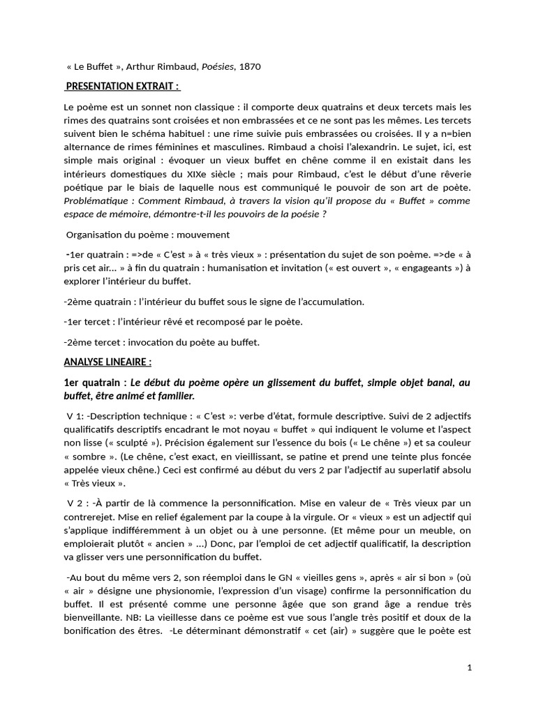 Le Buffet Arthur Rimbaud | PDF