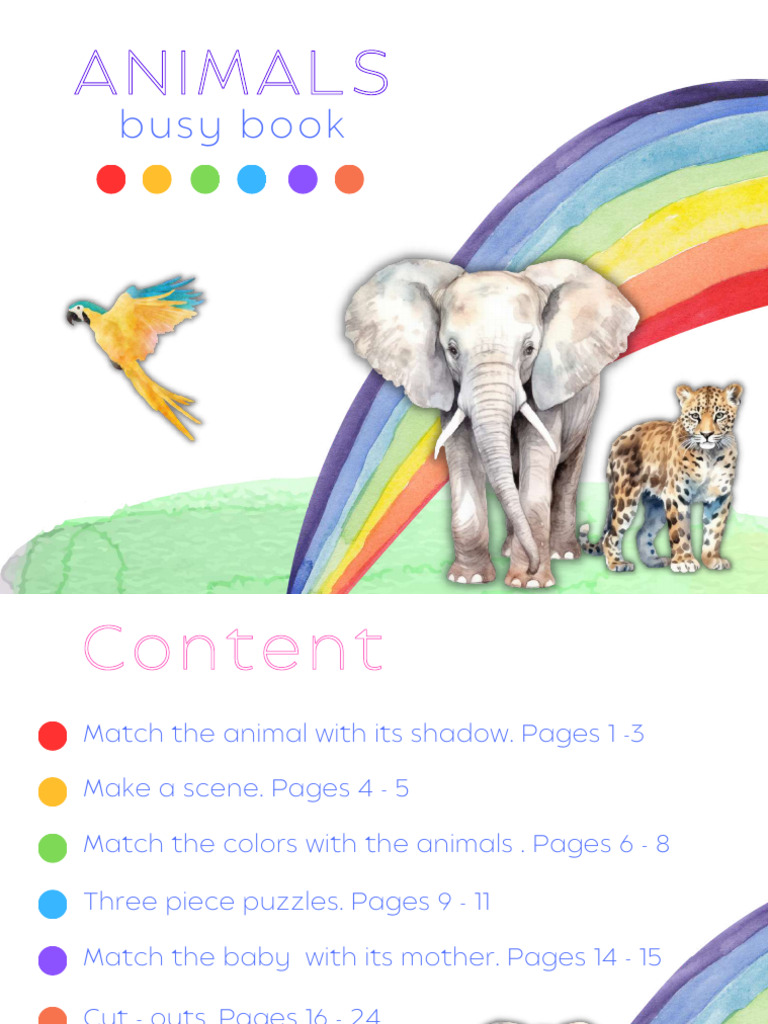 Busy Book - Animals - Aprendizaje Relevante | PDF