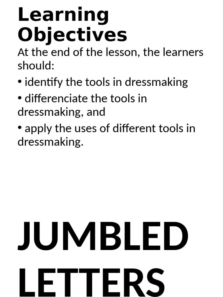 Tle 8 Tools in Dressmaking | PDF