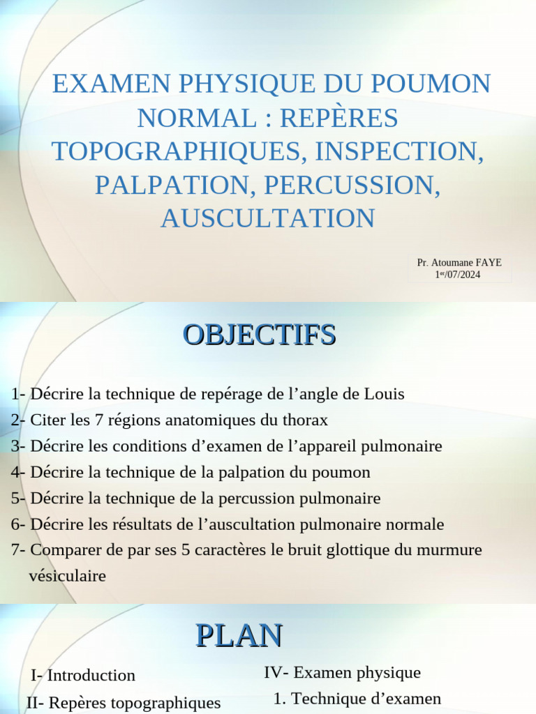 Examen Physique Du Poumon Normal Reperes Topographiques | PDF