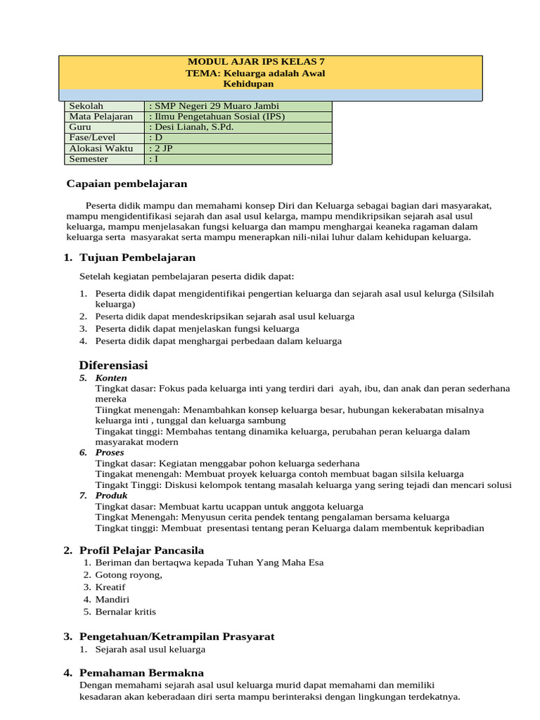 Modul Ajar Ips KLS 7 | PDF