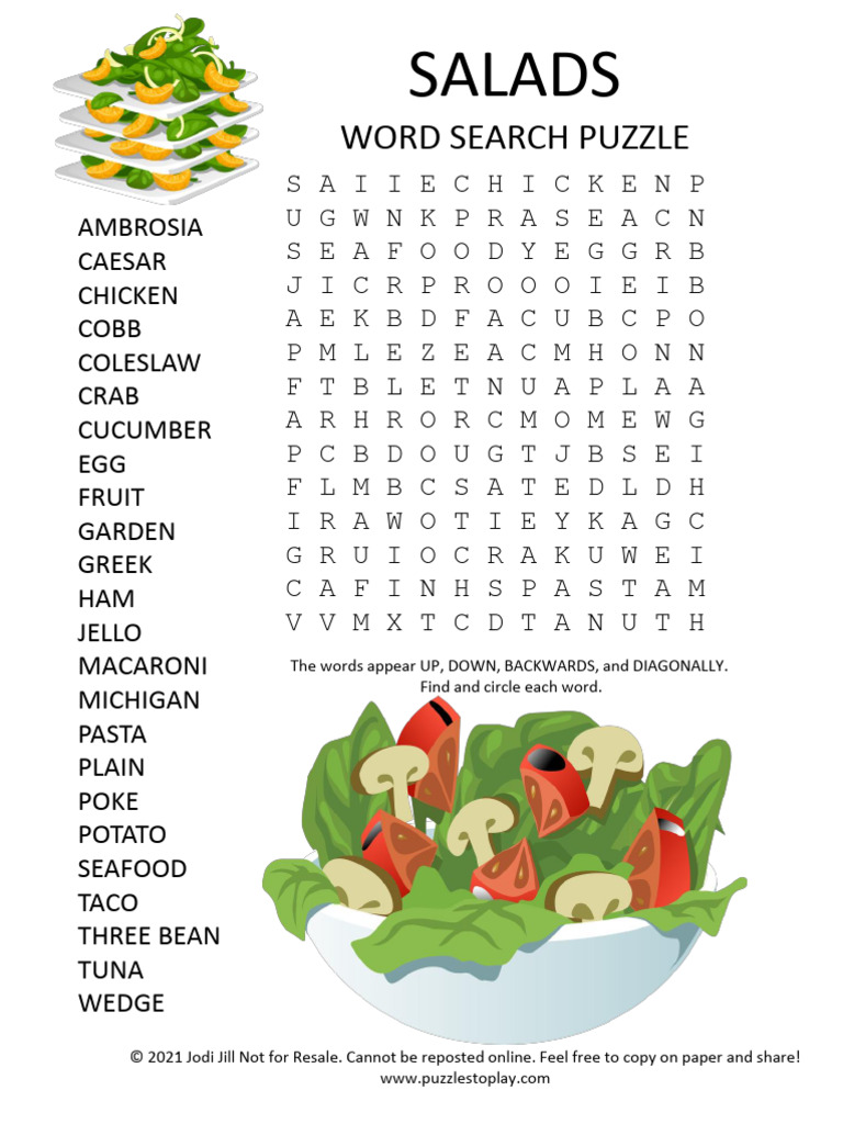 Salad Word Search Puzzle File | PDF
