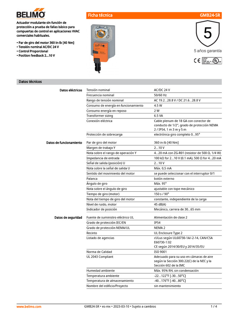 Belimo GMB24-SR Datasheet Es-Mx | PDF | Solenoide | Electrónica