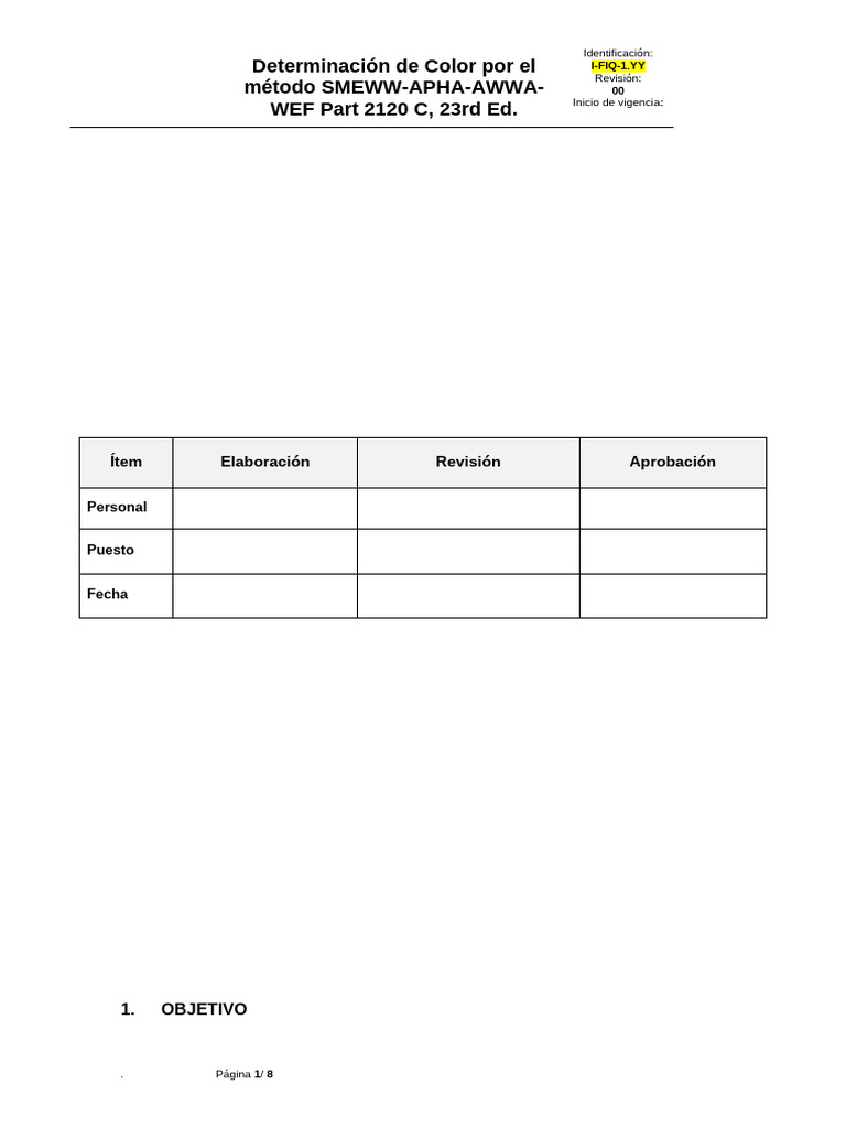 I-FIQ-1.YY R00 Determinacion de Color - 2023 | PDF