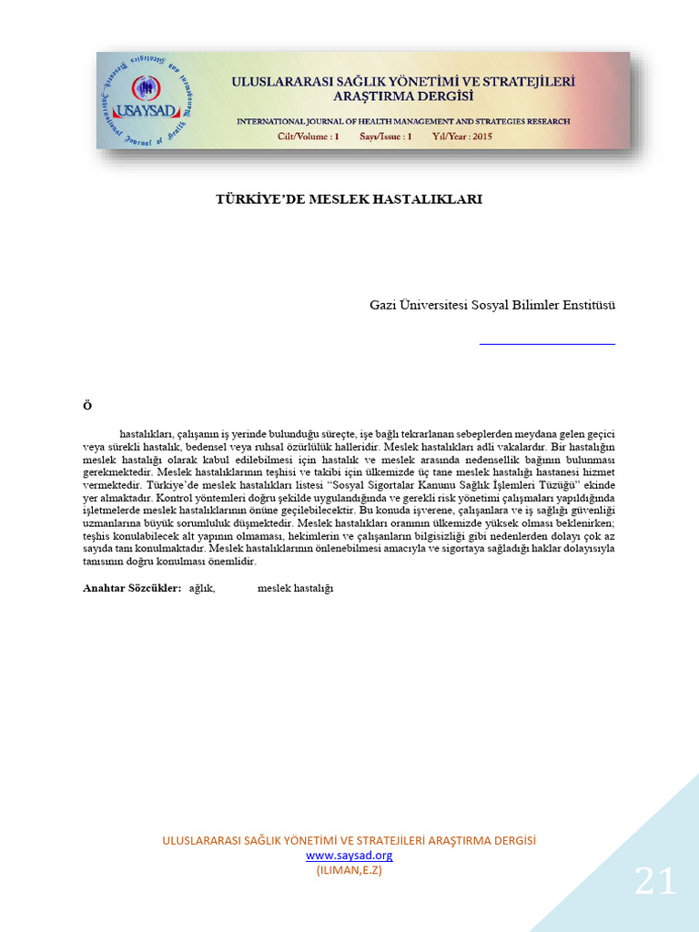 T RK Ye de Meslek Hastaliklari (#173672) - 153587 | PDF