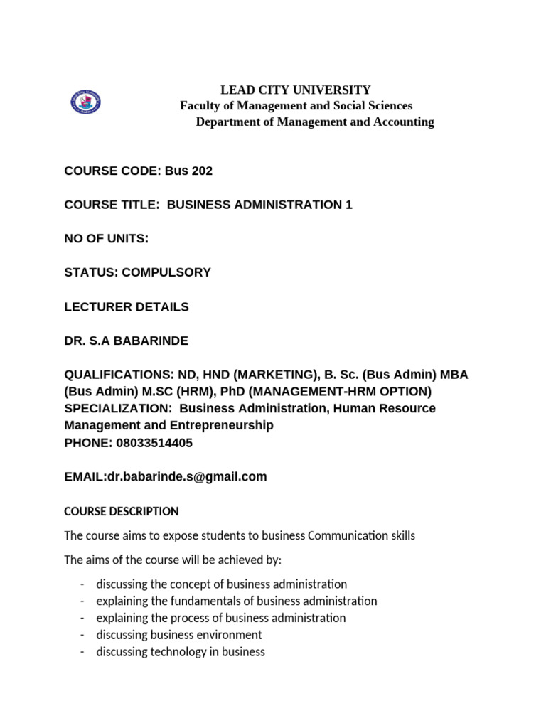 Bus 202 Courseware 1 | PDF