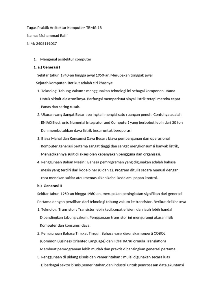 Muhammad Rafif - 2405191037 - Arsitektur Komputer TRMG 1B | PDF